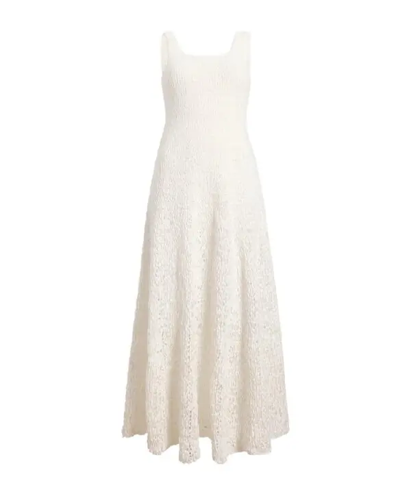 Khaite Twigs Square-neck Hand-woven Maxi Dress - White