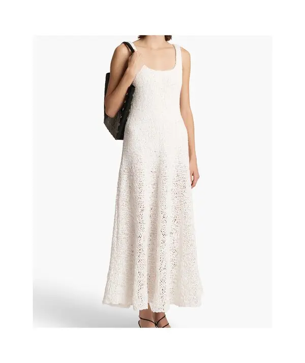 Khaite Twigs Square-neck Hand-woven Maxi Dress - White