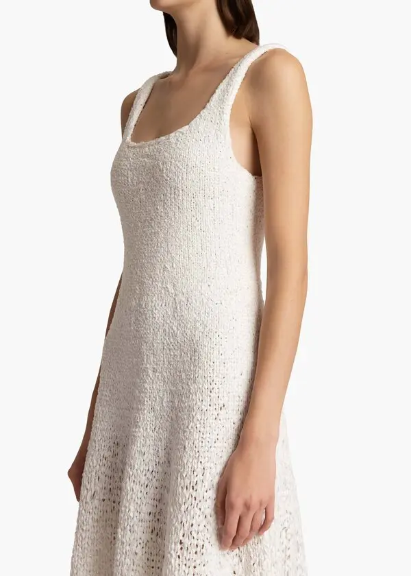 Khaite Twigs Square-neck Hand-woven Maxi Dress - White