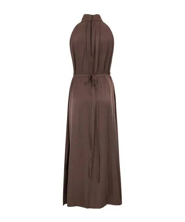 Peserico High-neck Sleeveless Maxi Dress With Tie Waist