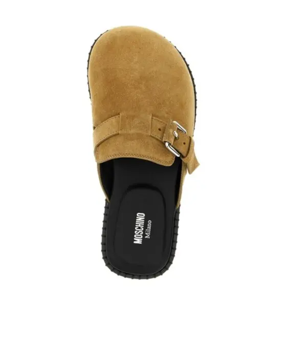 Moschino Round-toe Mules With Adjustable Buckle - Green