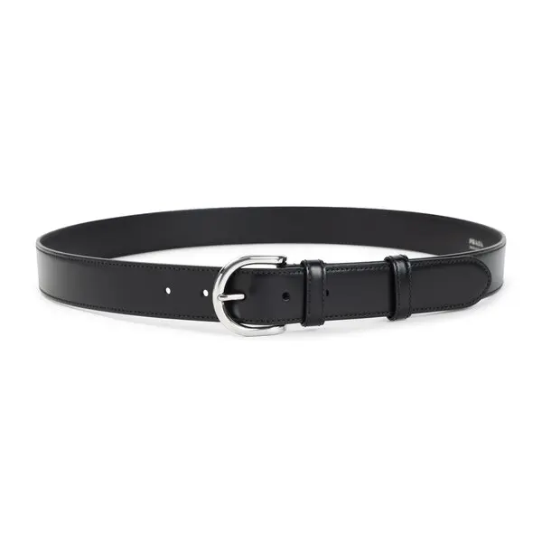 Prada Smooth Leather Buckle Belt - Black