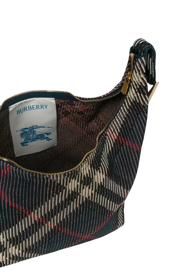 Burberry Check Pattern Zipper Handbag