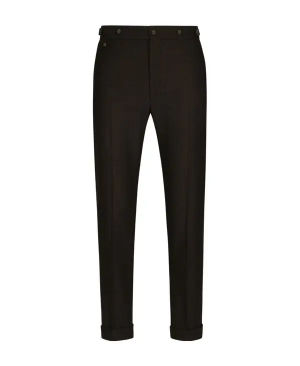 Dolce & Gabbana Tailored Stretch Pants With Logo Patch - Black