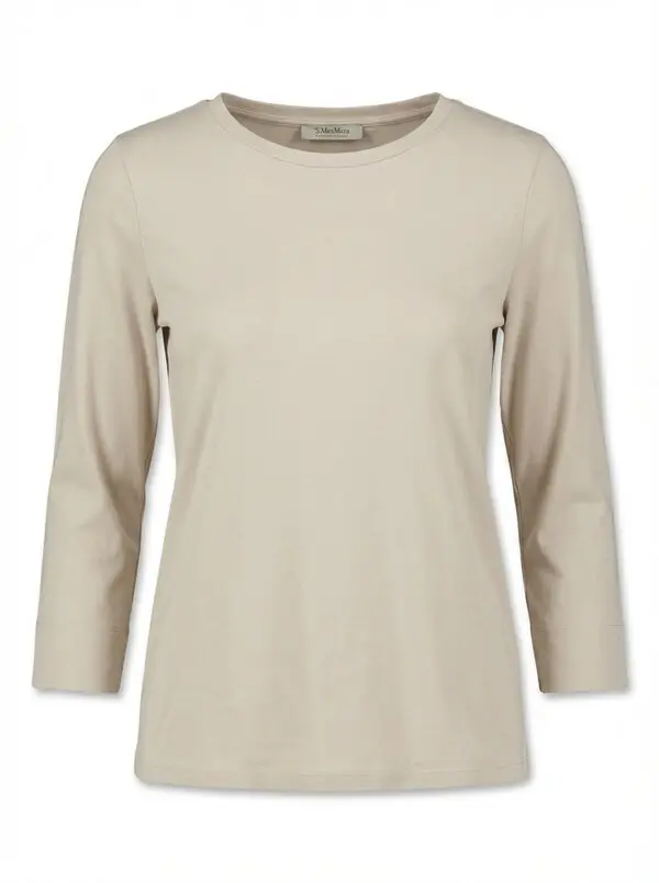 Max Mara Boat Neck T-shirt With Embroidered Logo - Gray