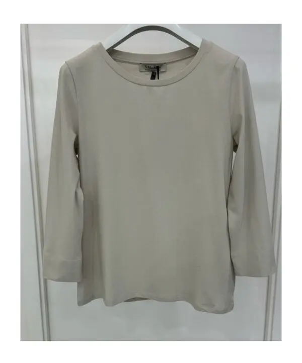 Max Mara Boat Neck T-shirt With Embroidered Logo - Gray