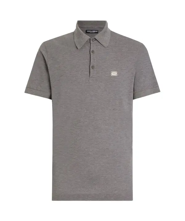 Dolce & Gabbana Dolce Gabbana Logo Tag Polo Shirt - Gray