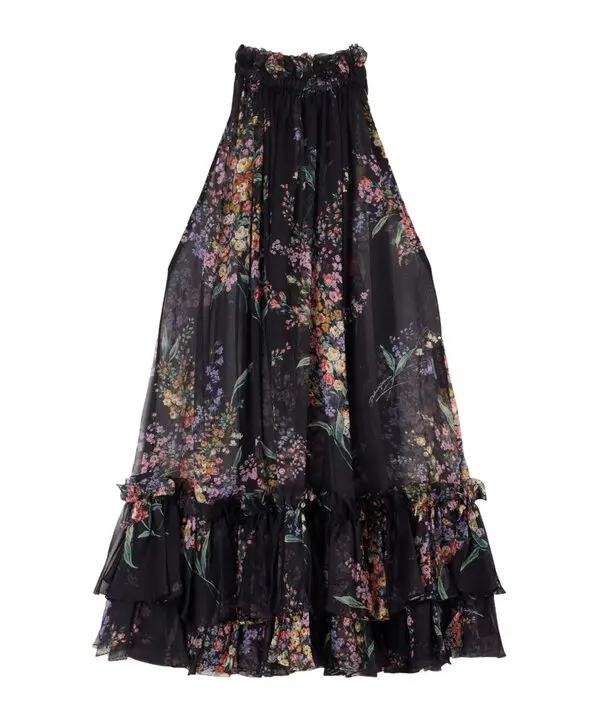 Dolce & Gabbana Floral Chiffon Ruffled Mini Dress