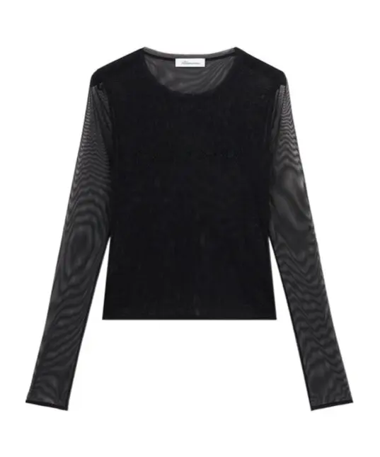 Blumarine Rhinestone Logo Sheer T-shirt