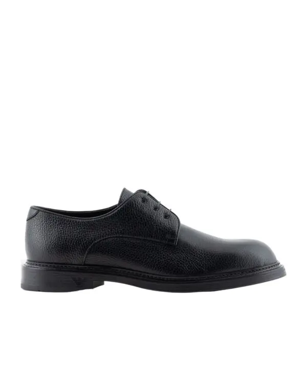 Emporio Armani Lace Up Round Toe Leather Shoes