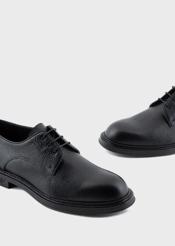 Emporio Armani Lace Up Round Toe Leather Shoes