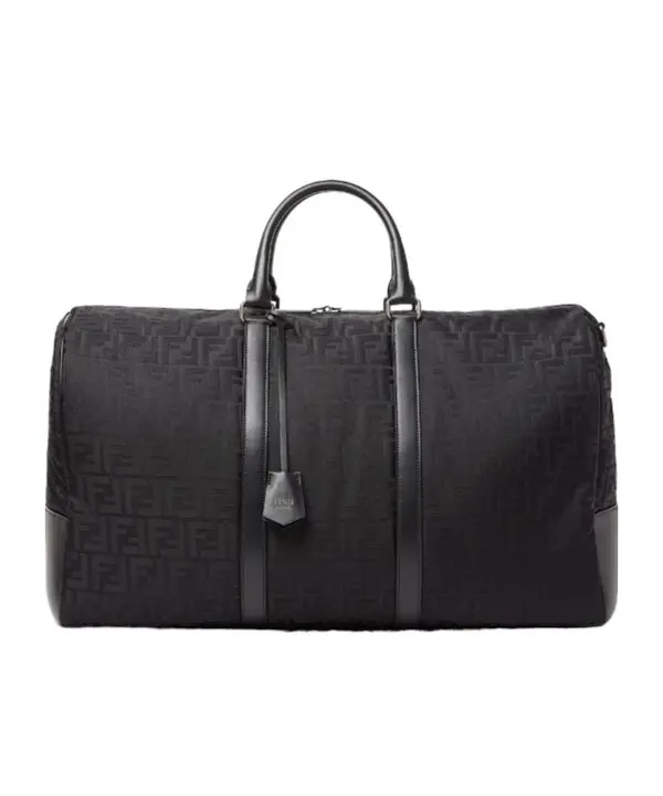 Fendi Ff Large Travel Bag With Calfskin Trim - Black