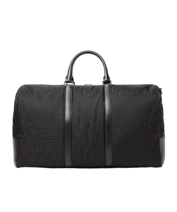 Fendi Ff Large Travel Bag With Calfskin Trim - Black