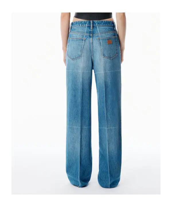 Alexander Wang Logo Patch Faded Wide-leg Jeans