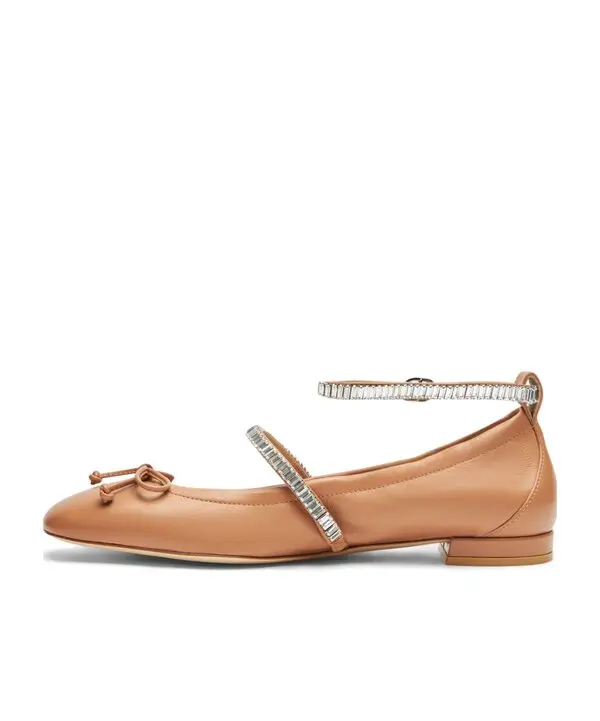 STUART WEITZMAN Stefanie Embellished Ballerina Flats - Tan/clear