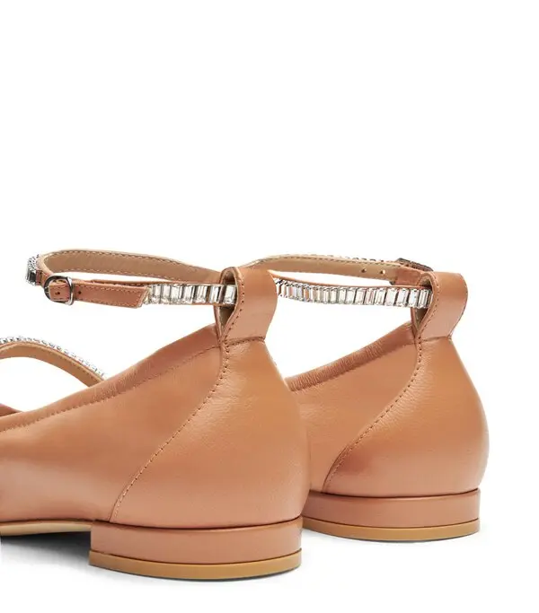 STUART WEITZMAN Stefanie Embellished Ballerina Flats - Tan/clear