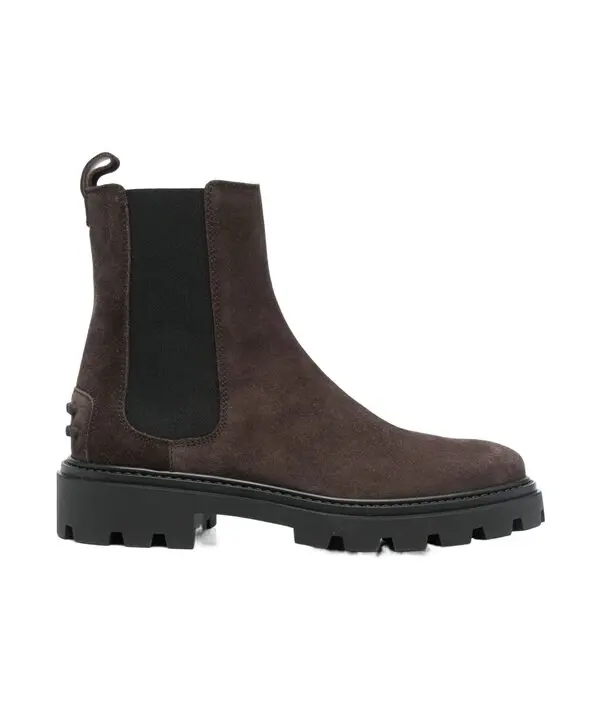 TOD'S Round Toe Elasticated Ankle Boots - Black