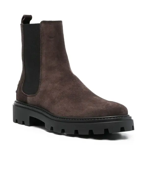 TOD'S Round Toe Elasticated Ankle Boots - Black