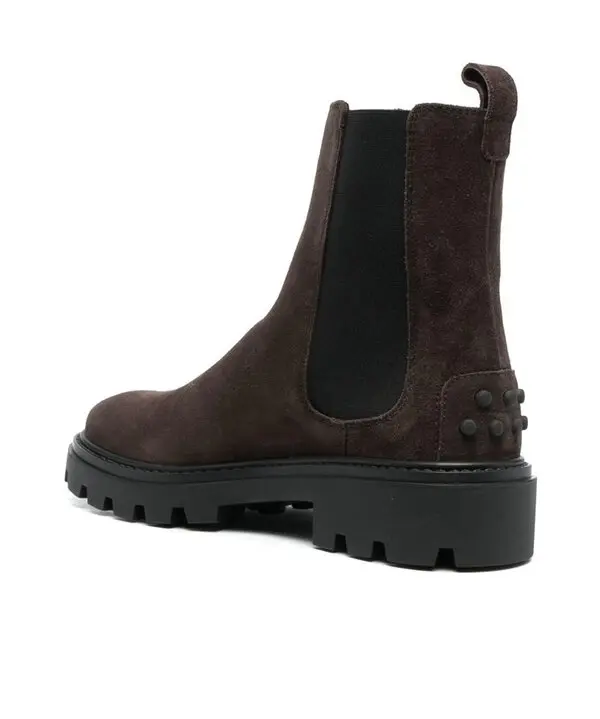 TOD'S Round Toe Elasticated Ankle Boots - Black