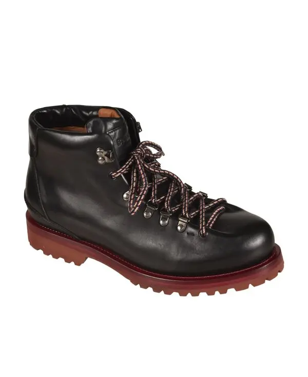 BUTTERO® Leather Lace Up Boots - Black
