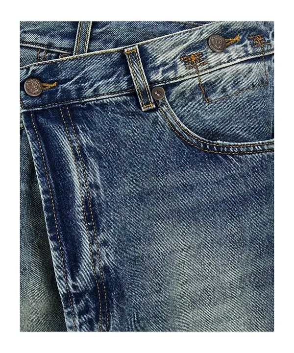 R13 Crossover Cuffed Jeans With Distressed Details - Gray