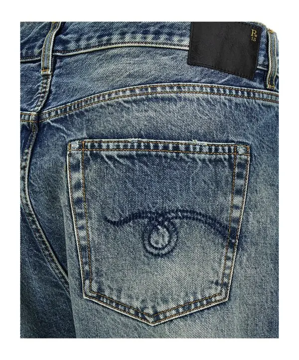 R13 Crossover Cuffed Jeans With Distressed Details - Gray