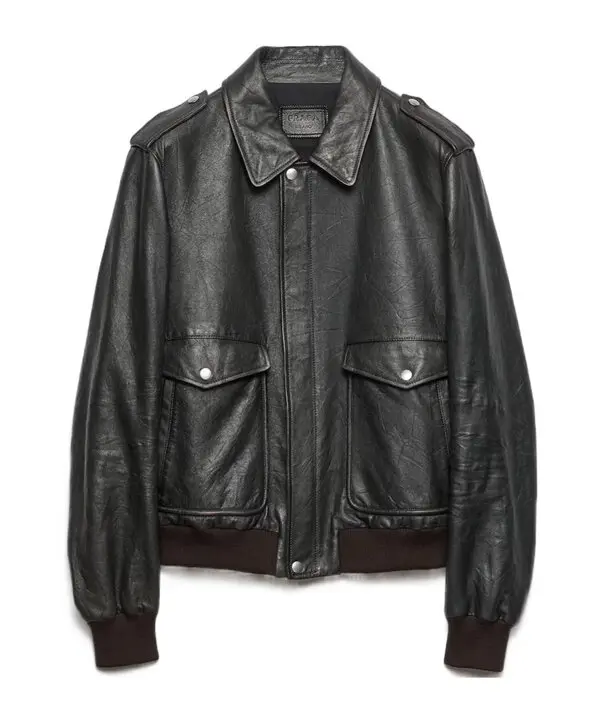 Prada Long-sleeved Leather Jacket - Black