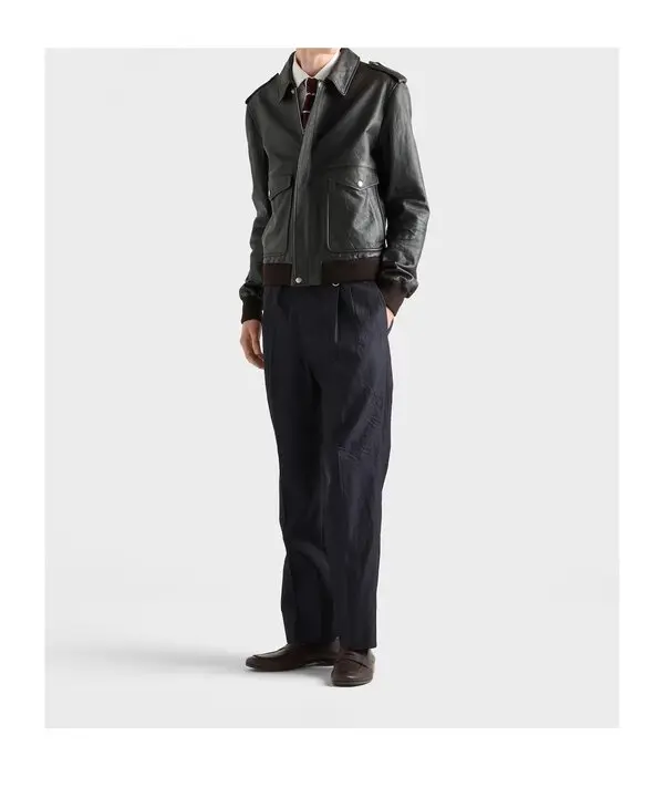 Prada Long-sleeved Leather Jacket - Black