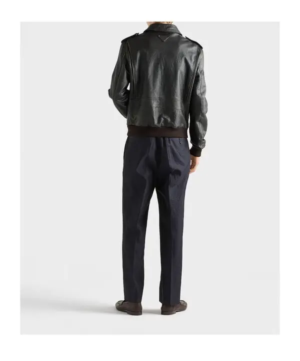 Prada Long-sleeved Leather Jacket - Black