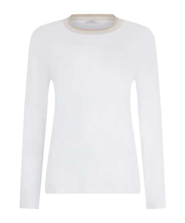Peserico Ribbed-trim Long-sleeve T-shirt - White