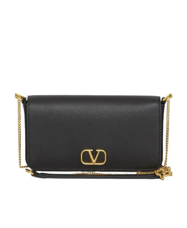 Valentino Garavani Vlogo Signature Clutch Bag With Chain Strap - Black