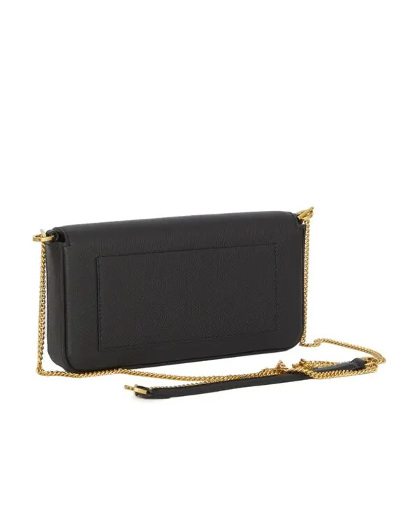 Valentino Garavani Vlogo Signature Clutch Bag With Chain Strap - Black