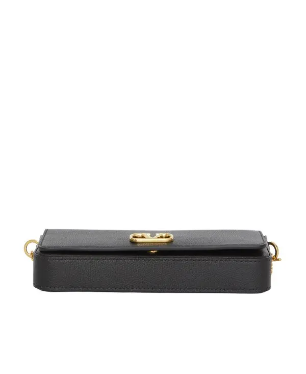 Valentino Garavani Vlogo Signature Clutch Bag With Chain Strap - Black