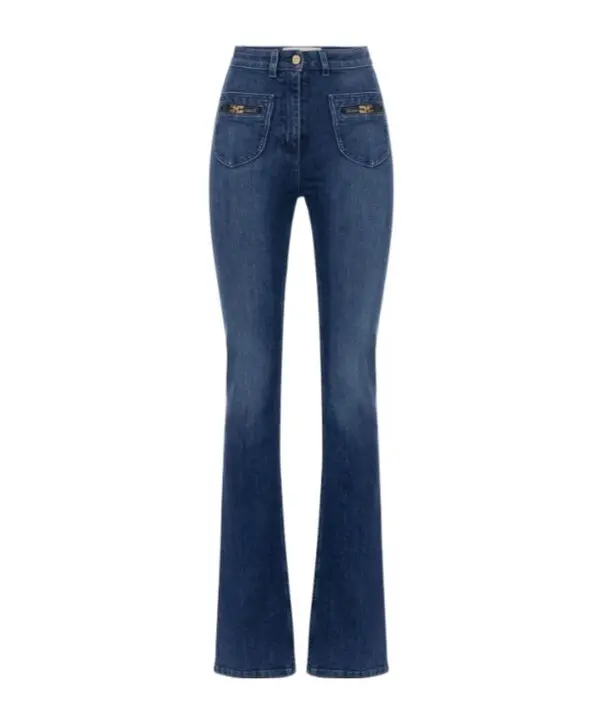 Elisabetta Franchi Logo Plaque Boot Cut Jeans - Blue