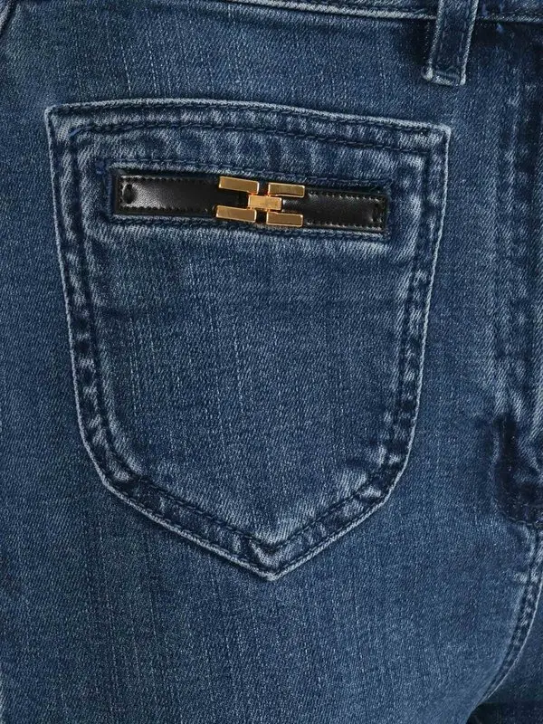 Elisabetta Franchi Logo Plaque Boot Cut Jeans - Blue