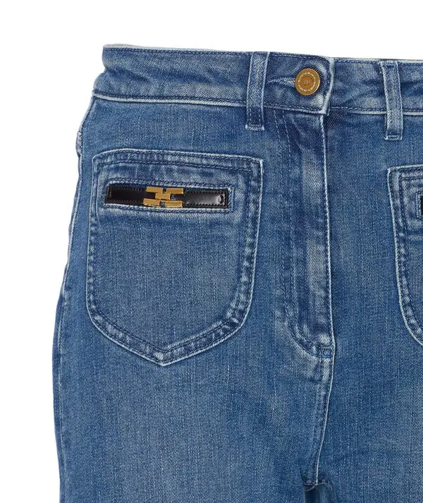 Elisabetta Franchi Logo Plaque Boot Cut Jeans - Blue