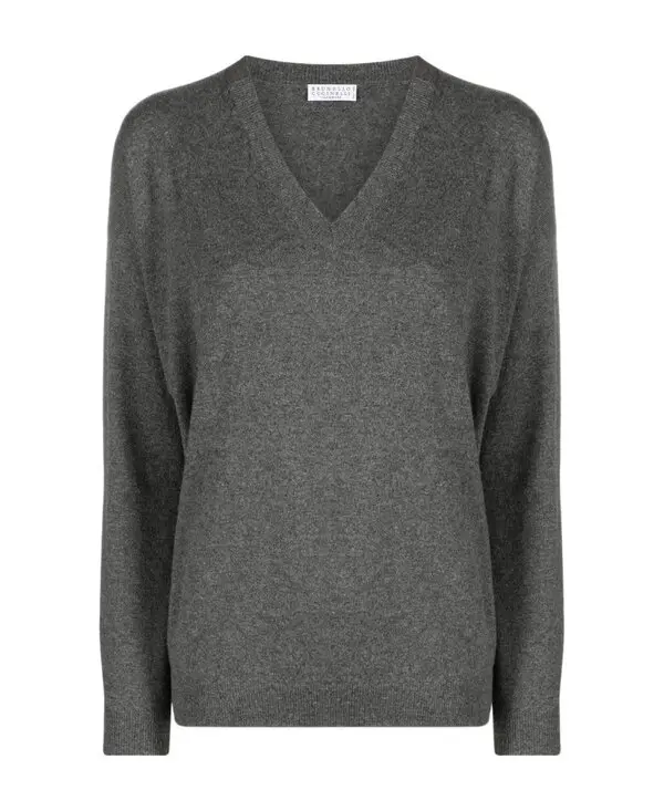 Brunello Cucinelli V-neck Knitted Pullover - Black