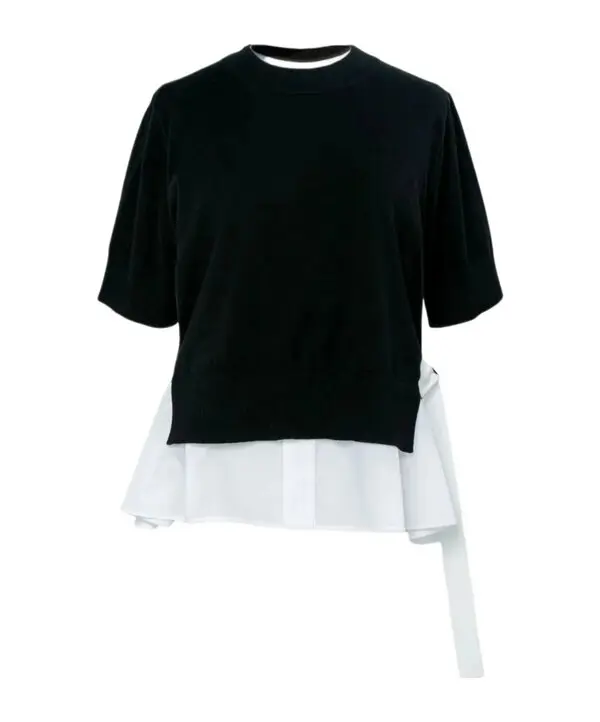 Sacai Contrast Panel Knitted Top - Black/off-white