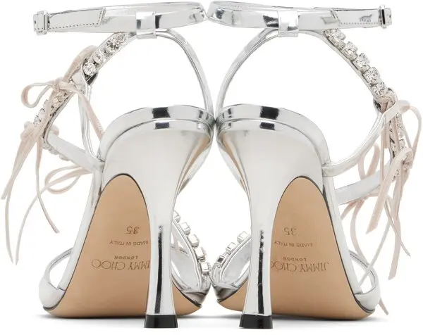 JIMMY CHOO Lula 100 Embellished Stiletto Sandals - Silver/macaron