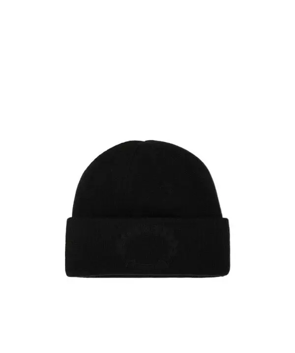 Burberry Logo Crest Embroidery Knitted Cashmere Beanie - Black
