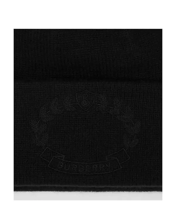 Burberry Logo Crest Embroidery Knitted Cashmere Beanie