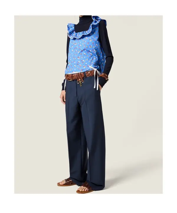 Miu Miu Tailored Trousers With Embroidered Logo