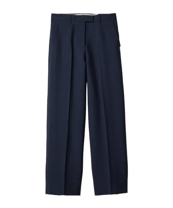 Miu Miu Tailored Trousers With Embroidered Logo - Navy