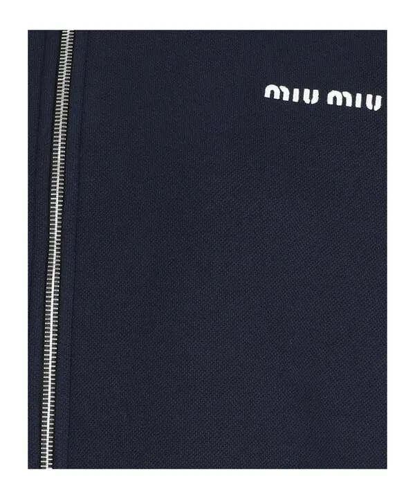 Miu Miu Logo Embroidered Zipped Jacket