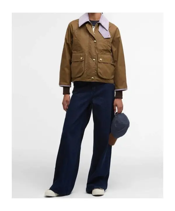 Barbour Cropped Beadnell Waxed Jacket - Brown