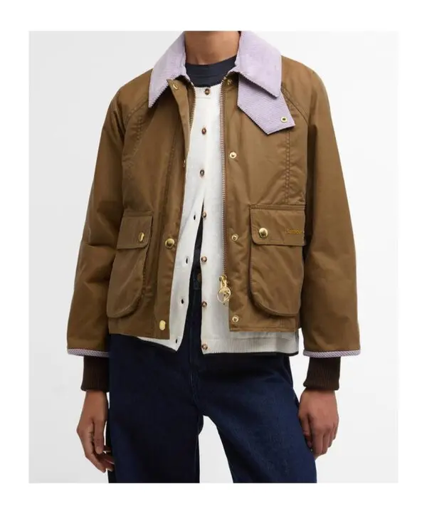 Barbour Cropped Beadnell Waxed Jacket - Brown