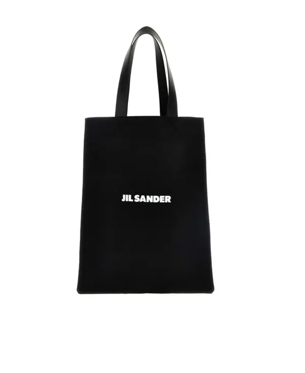 JIL SANDER Logo Printed Medium Flat Shopper Bag - Black