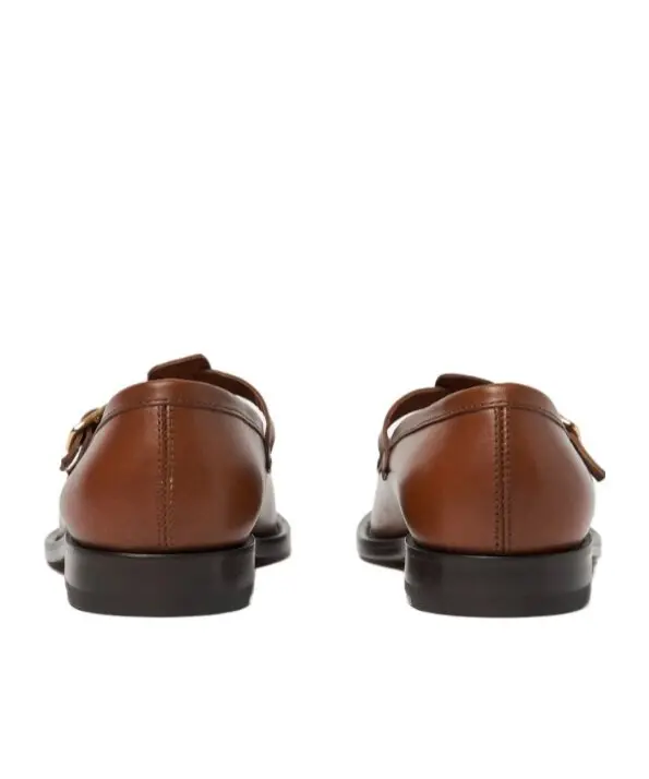SCAROSSO Edna Buckle Fastened Flat With Openwork Details - Tan