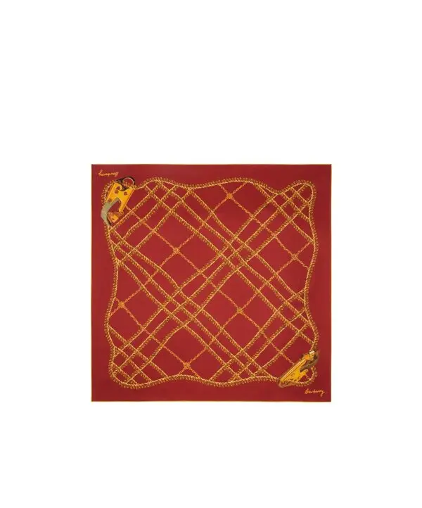 Burberry Chain Check Silk Scarf - Rust