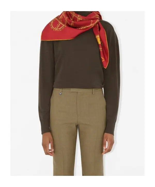 Burberry Chain Check Silk Scarf - Rust